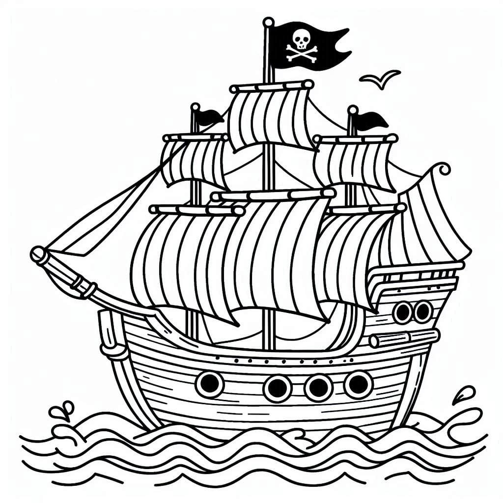 Omalovánky k vytisknutí Pirátská loď - Omalovanek.cz