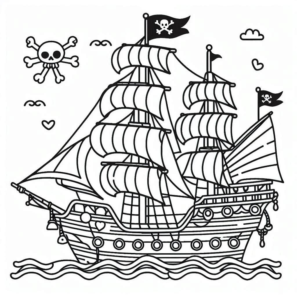 Omalovánky k vytisknutí Pirátská loď - Omalovanek.cz