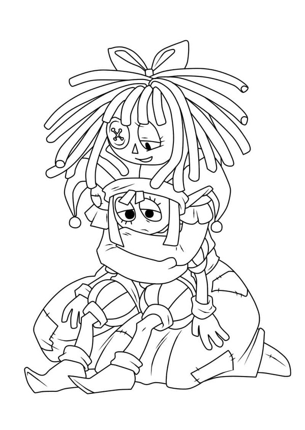 Omalovánka The Amazing Digital Circus snadný u dětí k vytisknutí zdarma