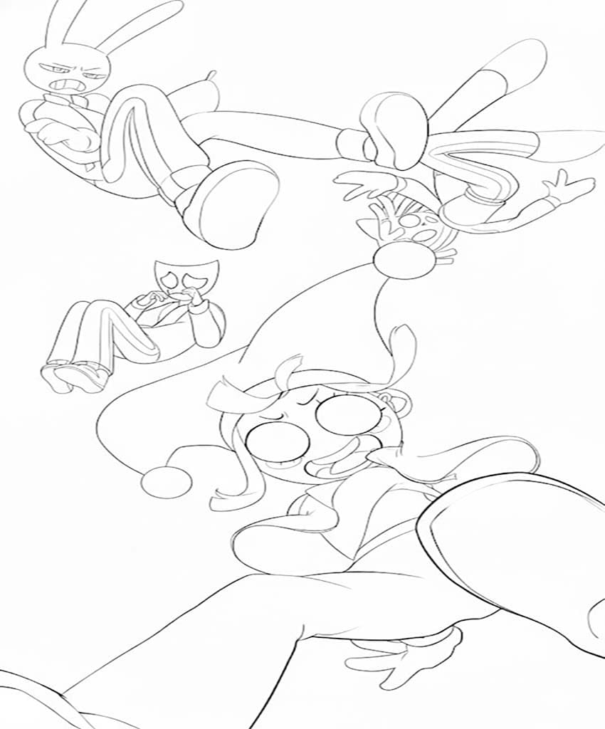 Omalovánka The Amazing Digital Circus zdarma snadný tisknutelné k ...