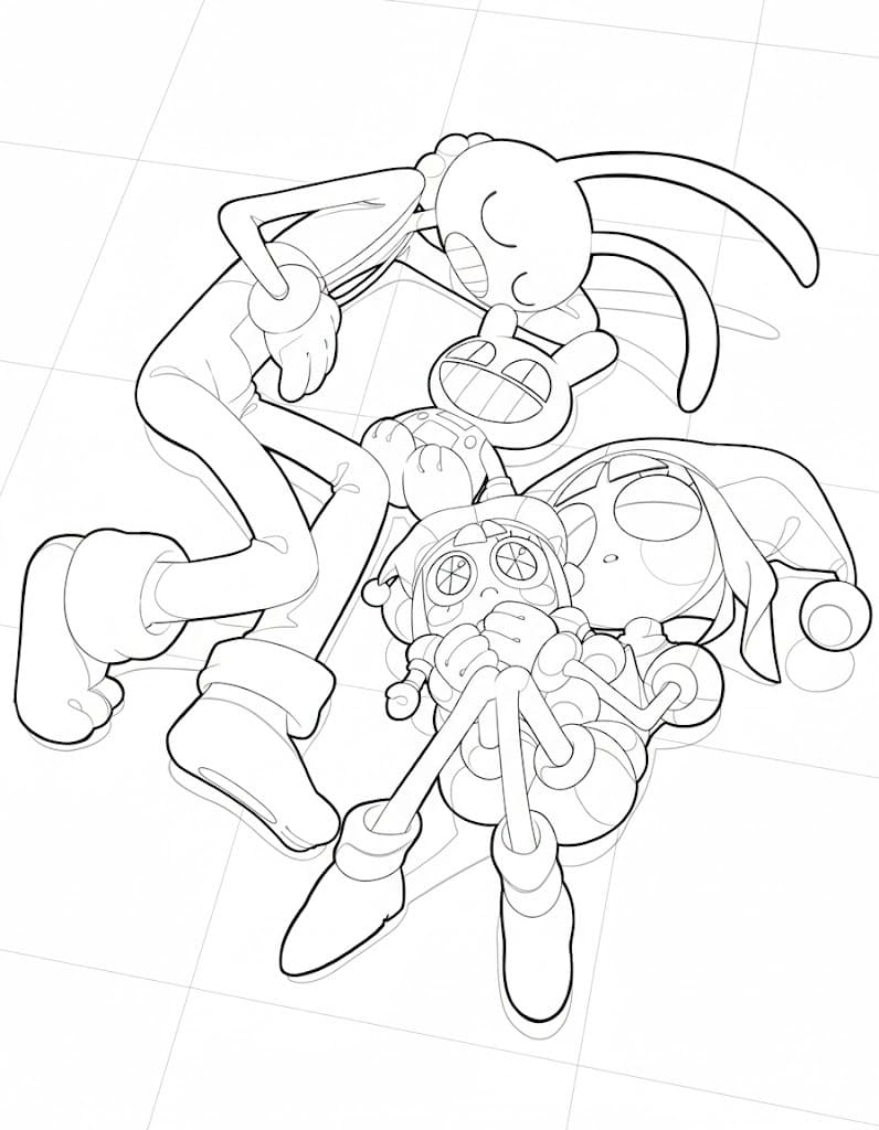 Omalovánka The Amazing Digital Circus zdarma snadný k vytisknutí zdarma