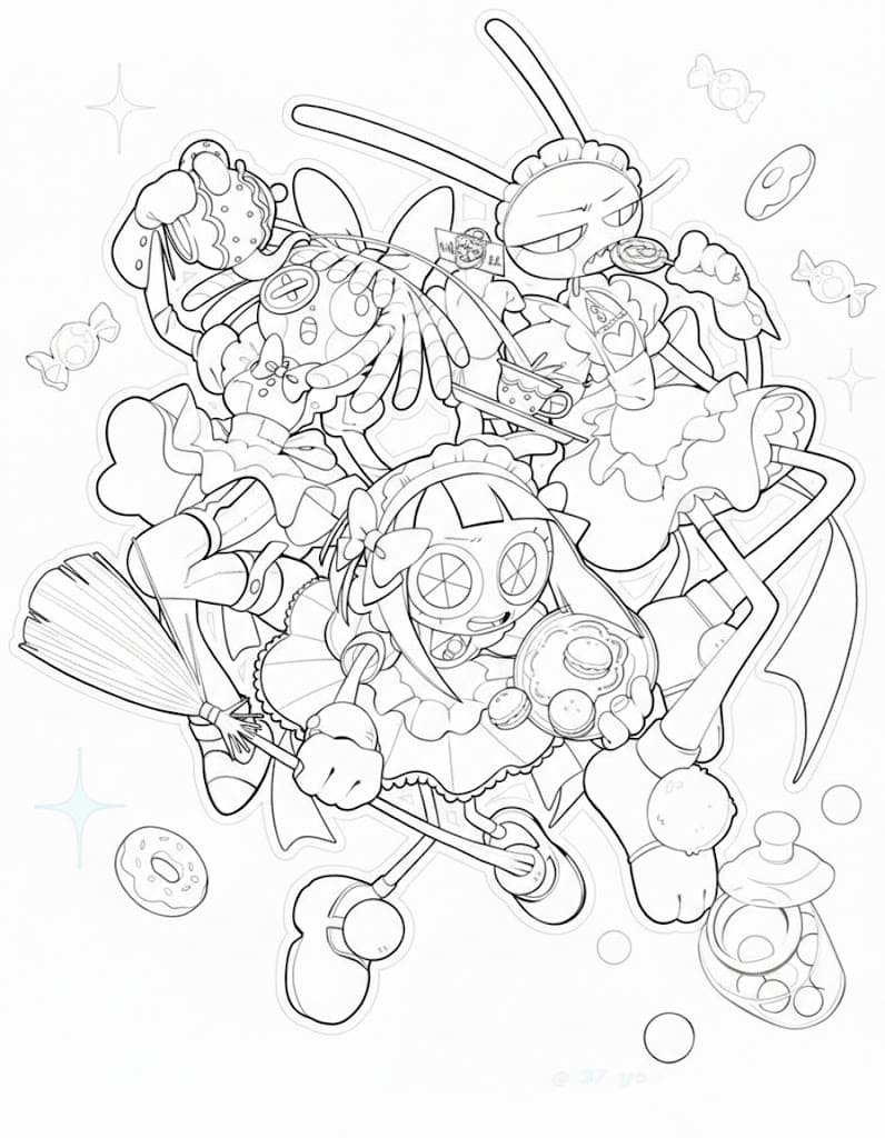 Omalovánka The Amazing Digital Circus zdarma základní tisknutelné k ...